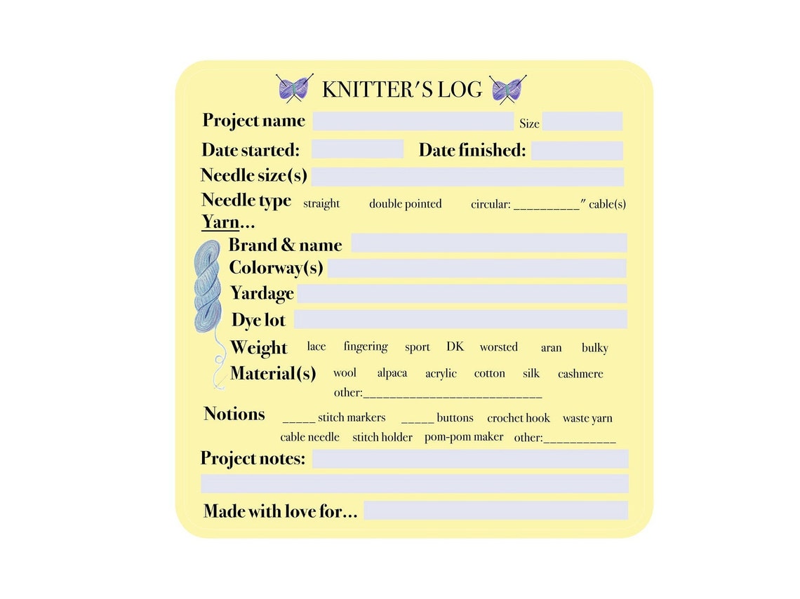 Knitting Project Summary Sticker, Tracker, and Log - Etsy