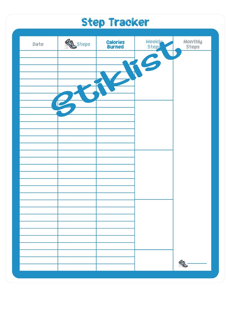 Printable Digital Download Step Tracker Walk to Weight Loss Daily Step ...