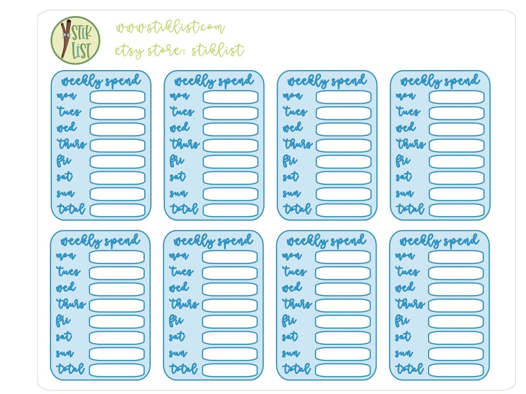 Weekly Spend Tracker Sticker / Budget Stickers / Budget Trackers ...