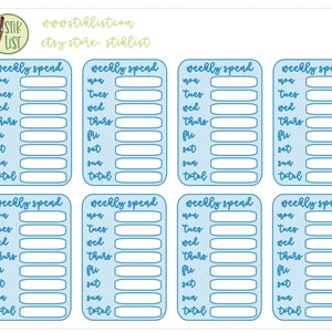 Weekly Spend Tracker Sticker / Budget Stickers / Budget Trackers ...
