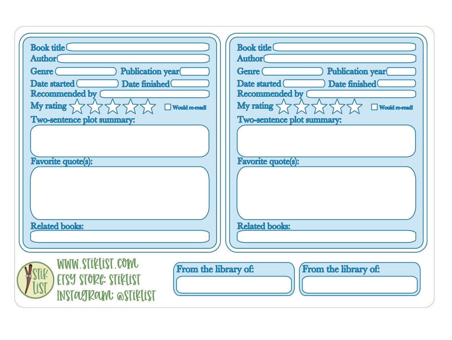 Reading Log Stickers – Planner & Journal, Colorful Summary Sheets - Etsy
