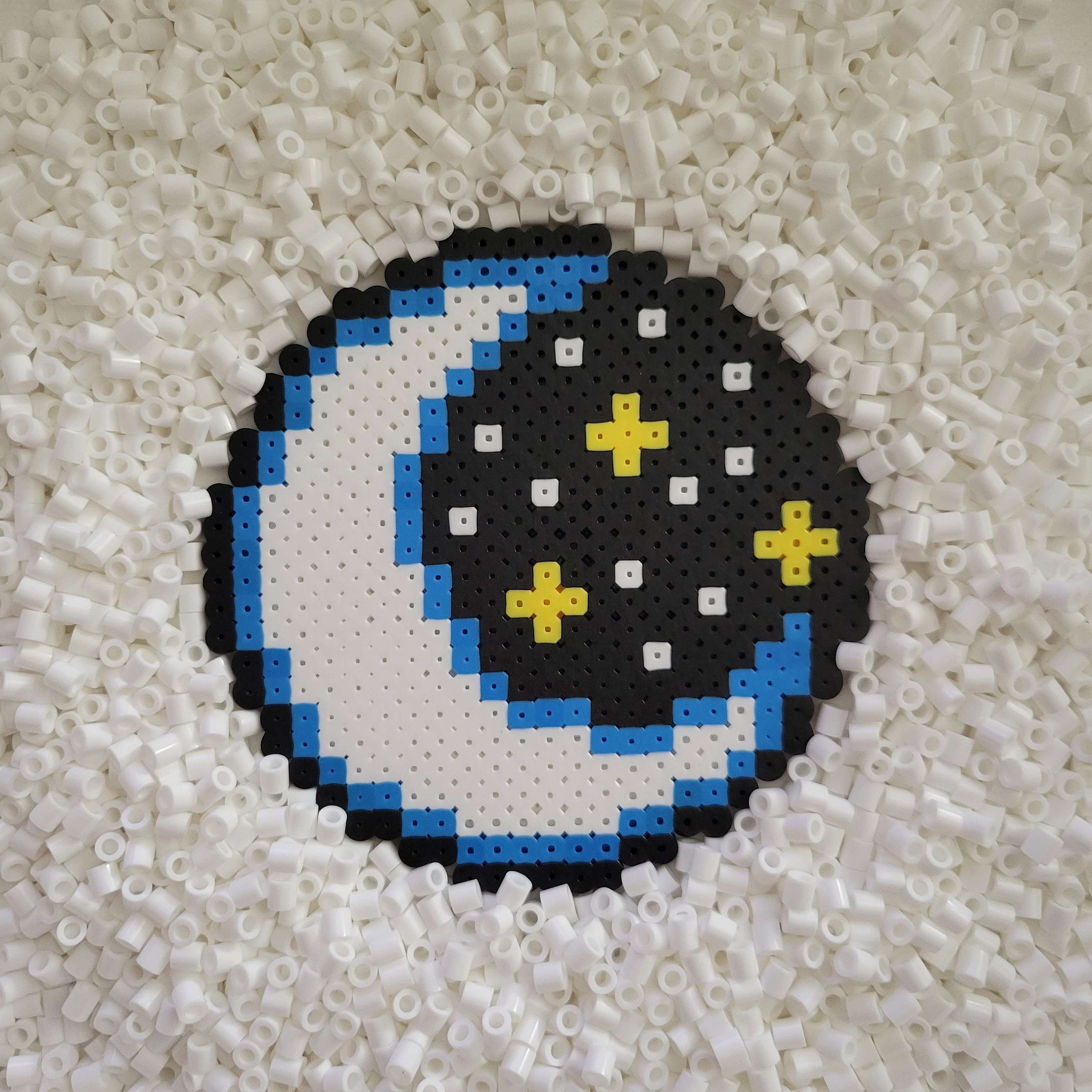 Crescent Moon and Stars Perler Beads Art - Etsy