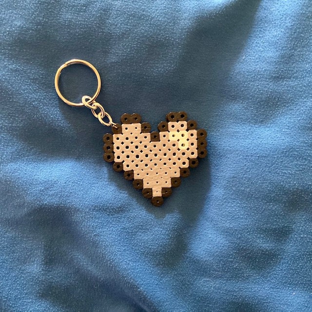 Monochrome & Broken Heart Perler Bead Keychain - Etsy