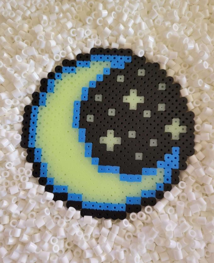 Crescent Moon and Stars Perler Beads Art - Etsy