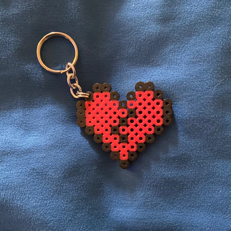 Monochrome & Broken Heart Perler Bead Keychain - Etsy