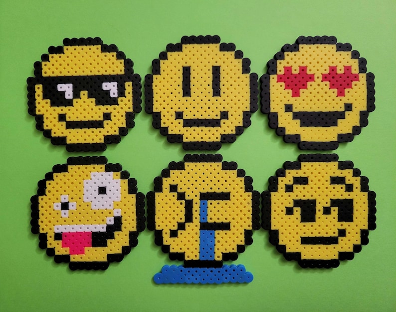 Emoji Faces Perler Bead Keychains - Etsy