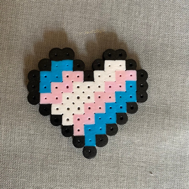 Pride Heart Perler Bead Keychain - Etsy