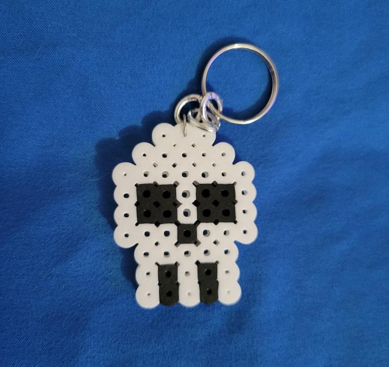 Skull Perler Bead Keychain - Etsy