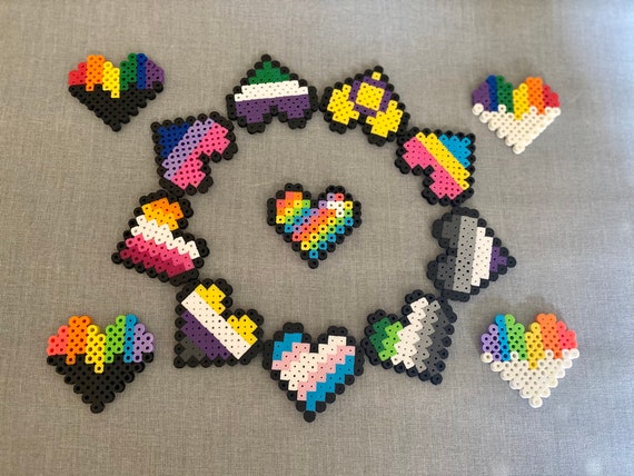 Pride Heart Perler Bead Keychain - Etsy