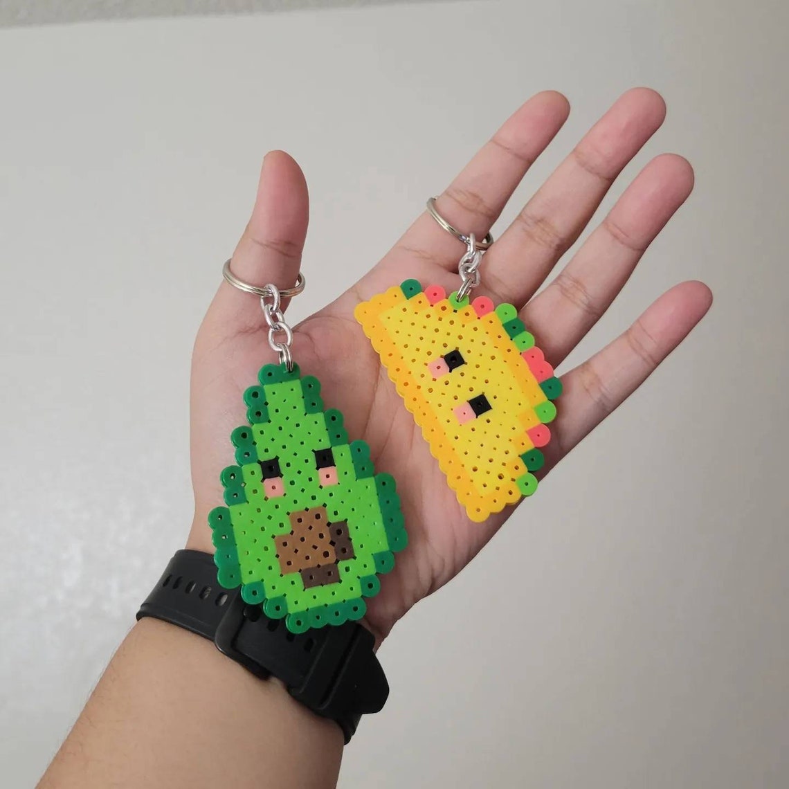 Taco and Avocado Perler Bead Keychain - Etsy