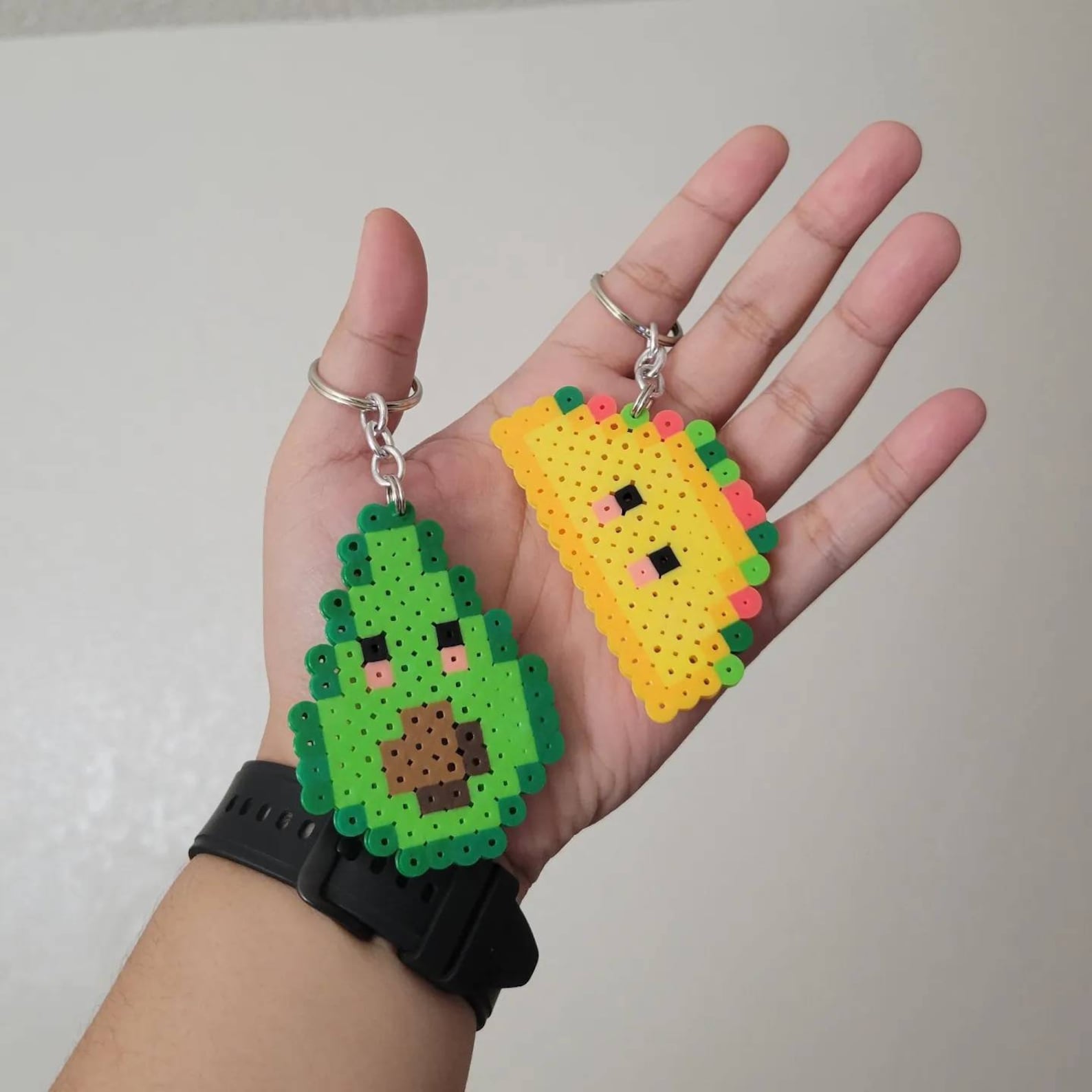 Taco and Avocado Perler Bead Keychain - Etsy