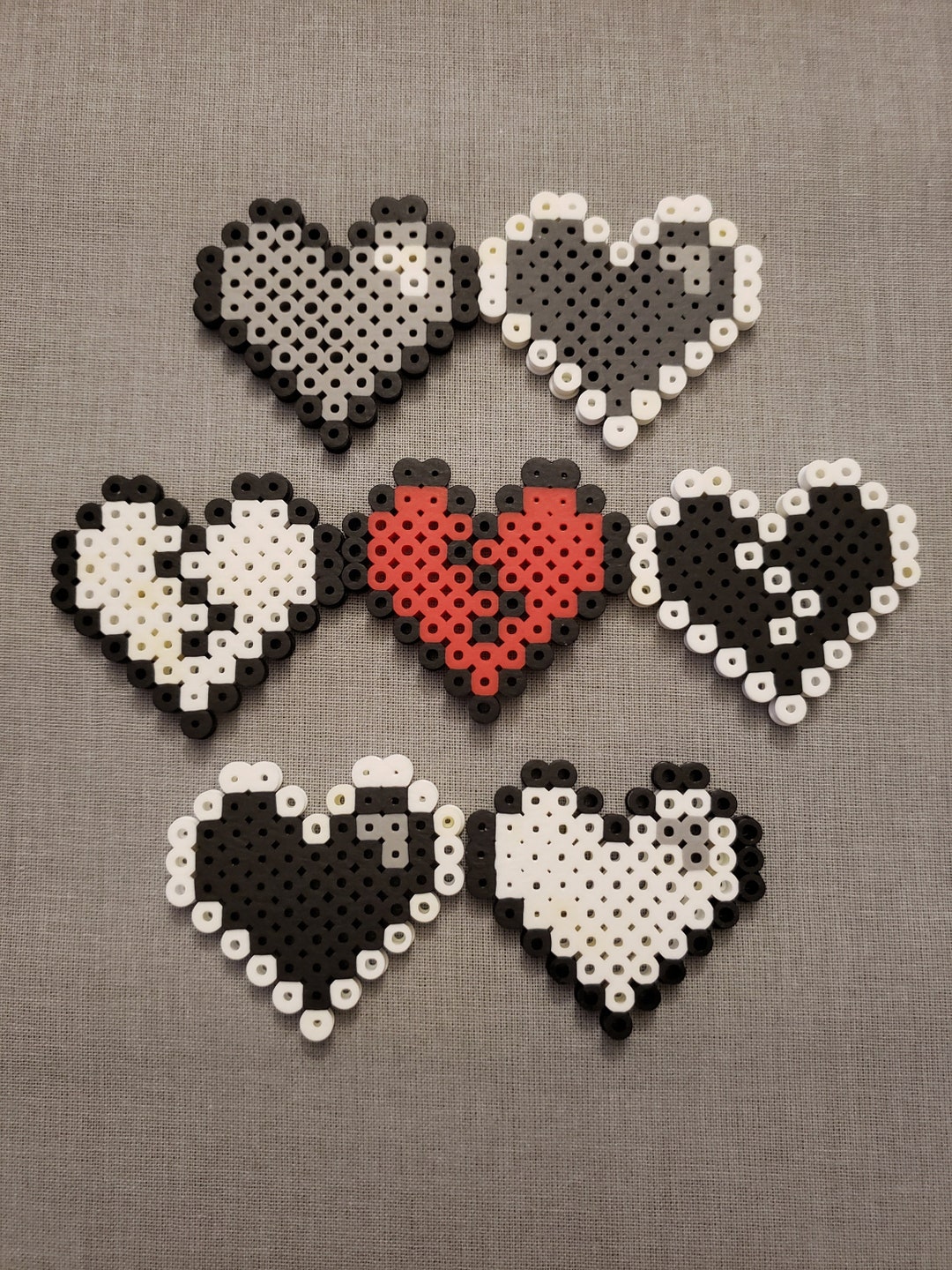 Monochrome & Broken Heart Perler Bead Keychain - Etsy