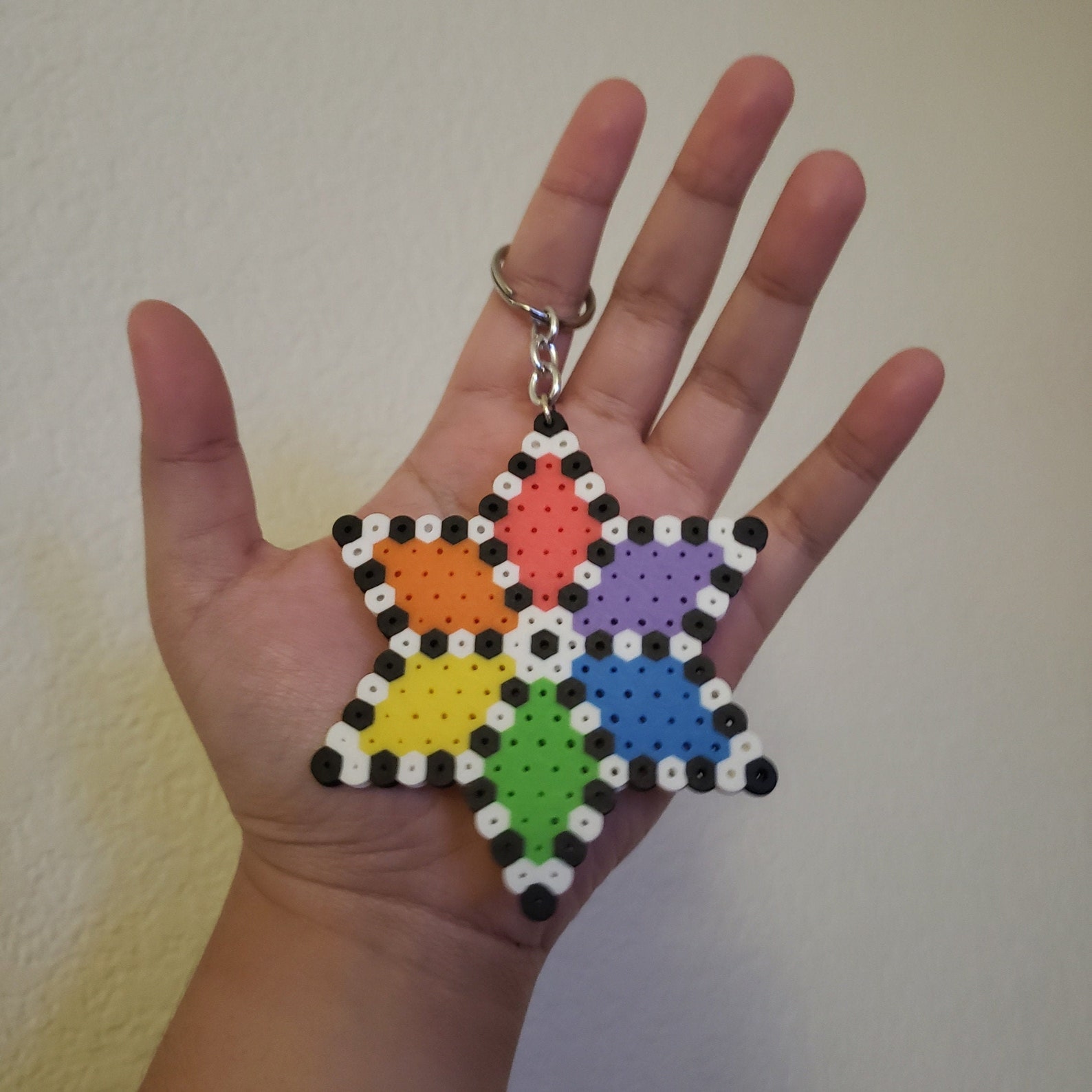 Pride Star Perler Bead Keychain - Etsy