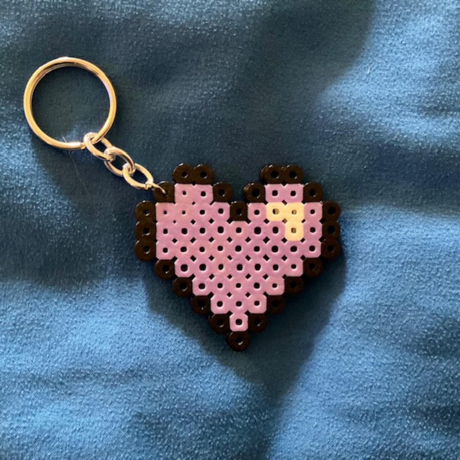 Colored Heart Perler Bead Keychain - Etsy