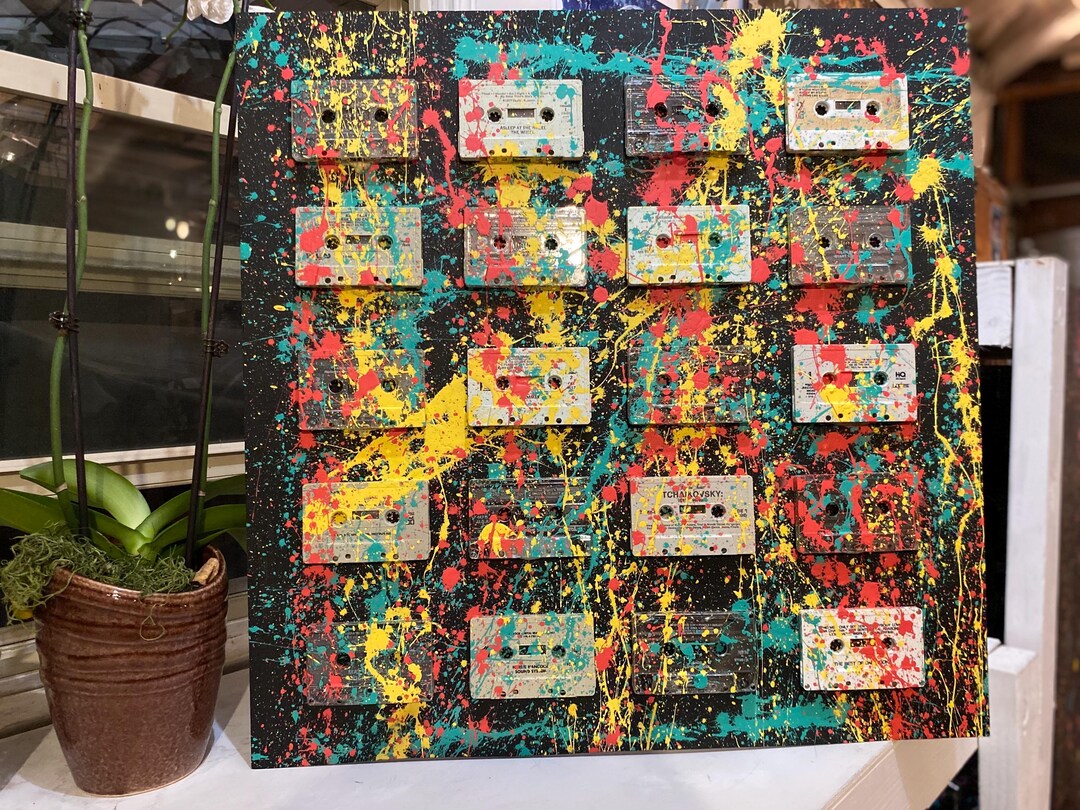 Cassette Tape Cd Vinyl Splatter Paint Art - Etsy