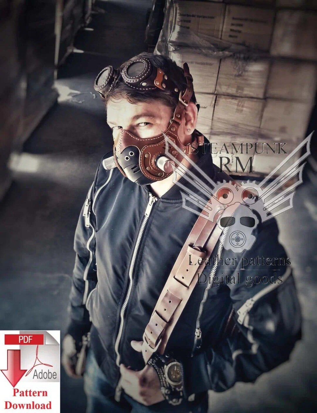 Mask Pattern V1, Steampunk, Leather, Skin, Digital Download, PDF Format ...