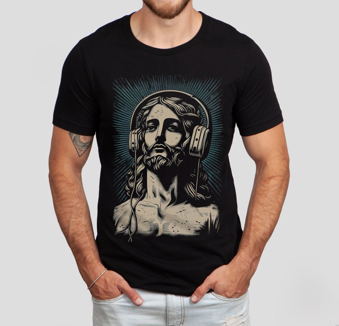 Jesus With Headphones T-shirt Unisex Christian Tshirt Jesus Tee Funny ...