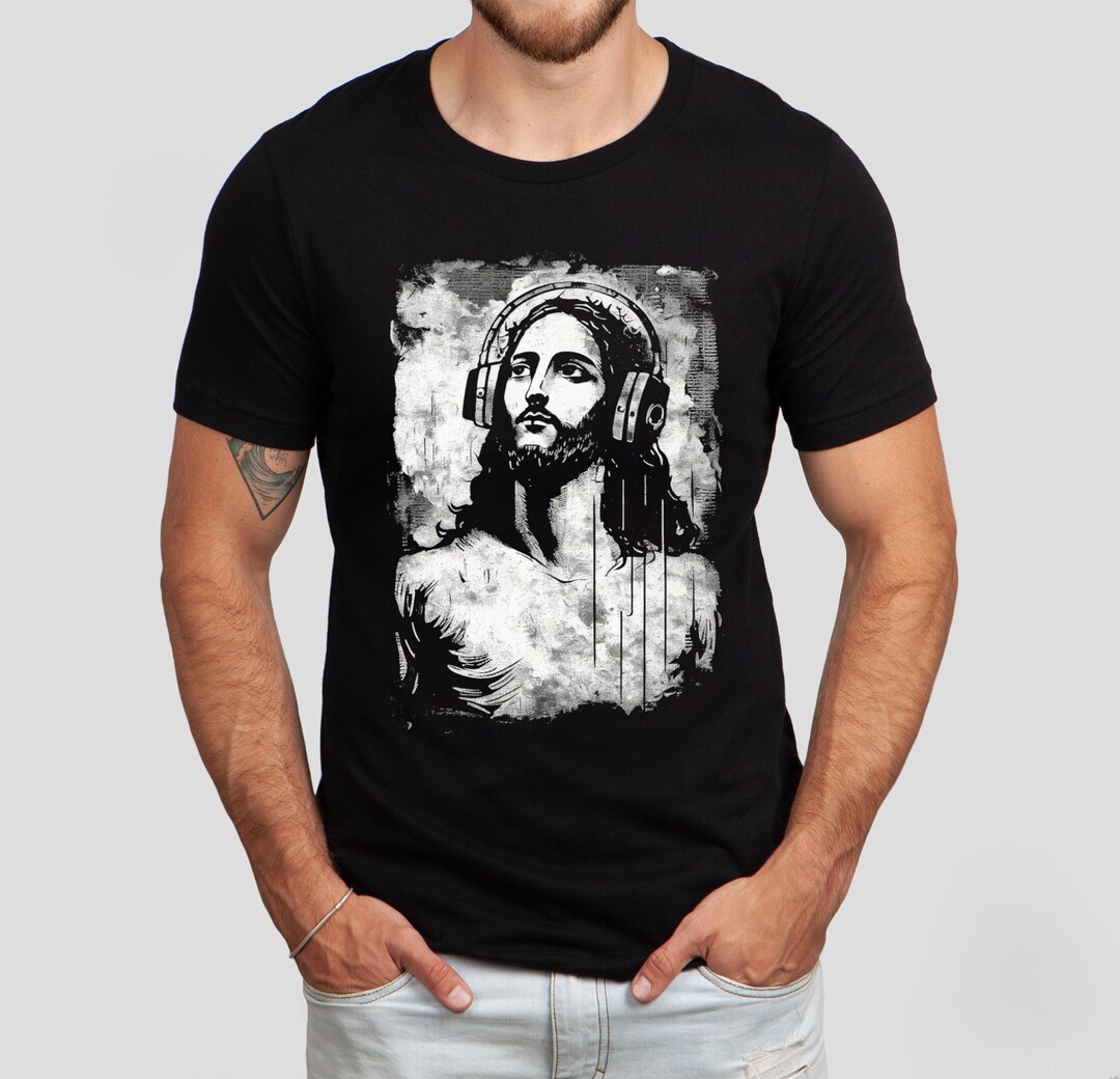 Unisex Jesus With Headphones T Shirt Christian Tshirt Jesus Etsy