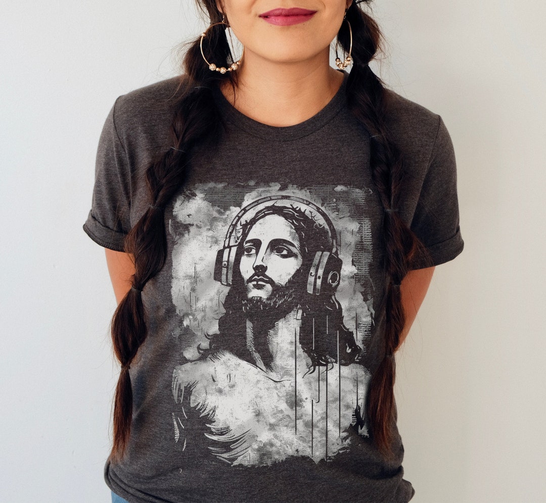Unisex Jesus With Headphones T Shirt Christian Tshirt Jesus Etsy