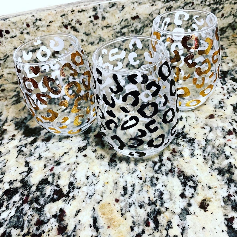 Cheetah Wine Glass Animal Print Wine Glass - Etsy