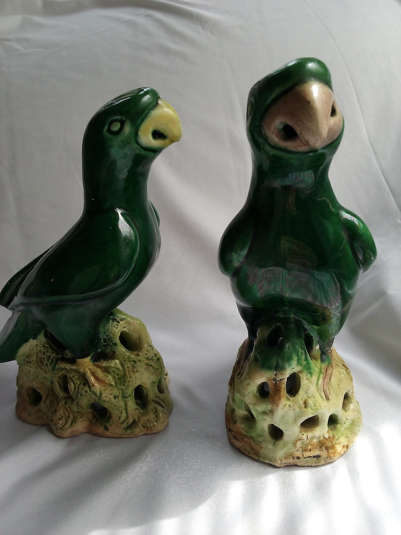 Antique Pair Chinese Parrots Birds Possibly Kangxi Period Green - Etsy