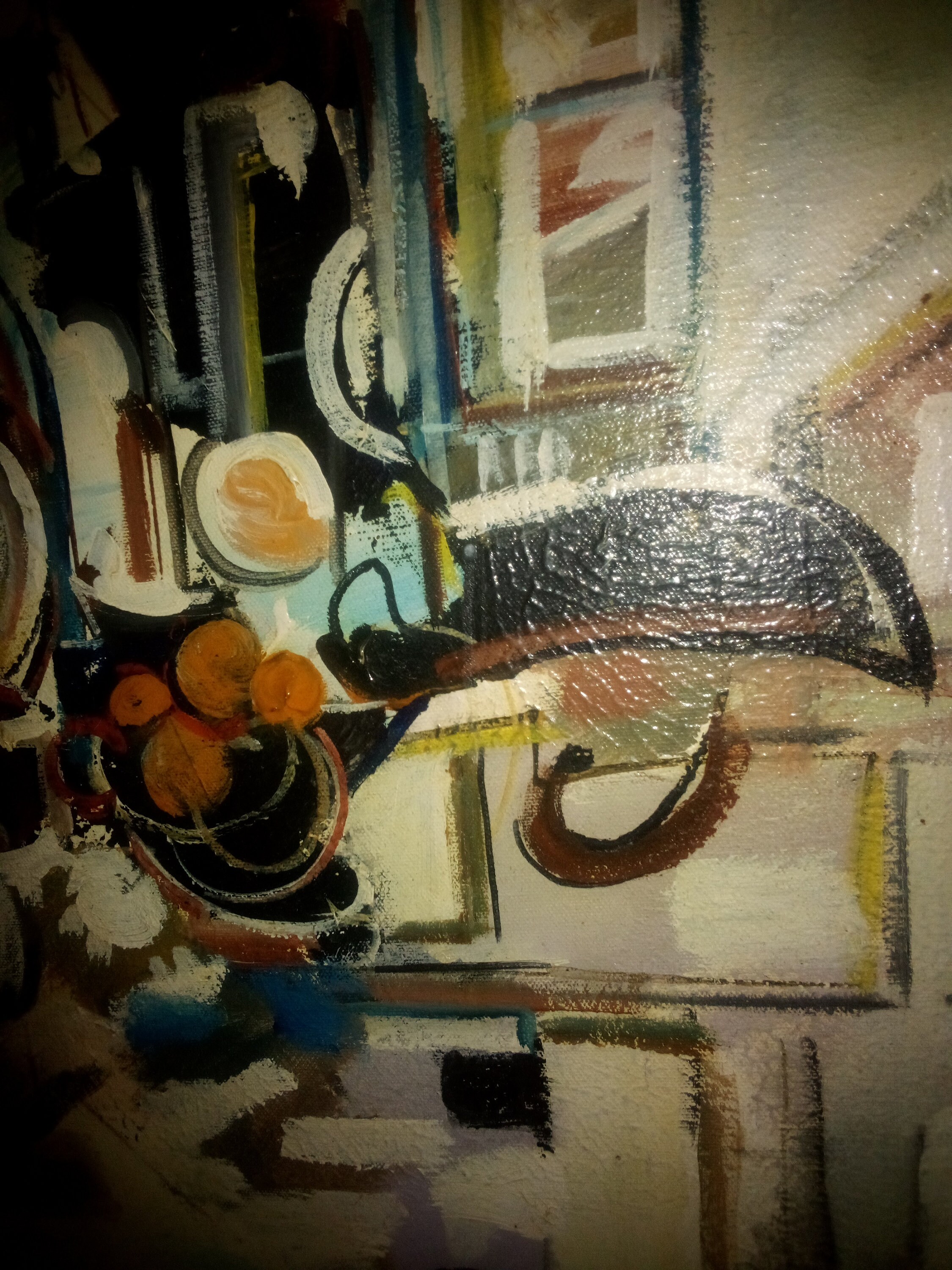 Original Mid-century Mod Abstract Expressionist Oil Painting Signed ...