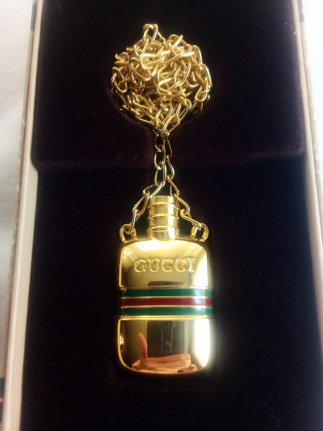 Vintage Gucci Signed Perfume Holder Pendant Necklace Never Used in Box ...