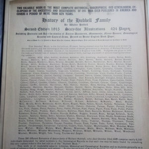 Rare Book History of Hubbell Family 1915 With Notarized Addition by ...