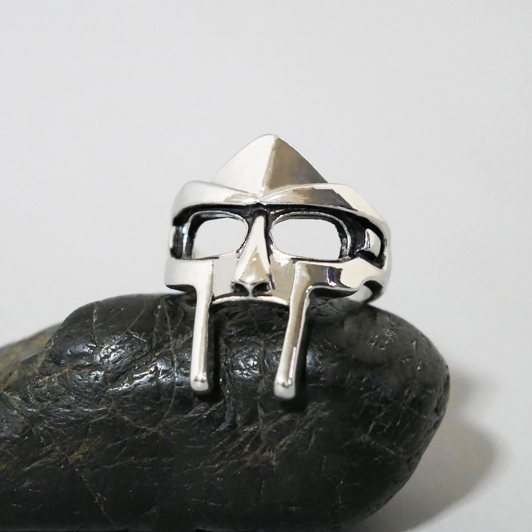 MF Doom Ring - Warrior Mask Ring, Chunky Silver Ring, Gladiator Ring ...