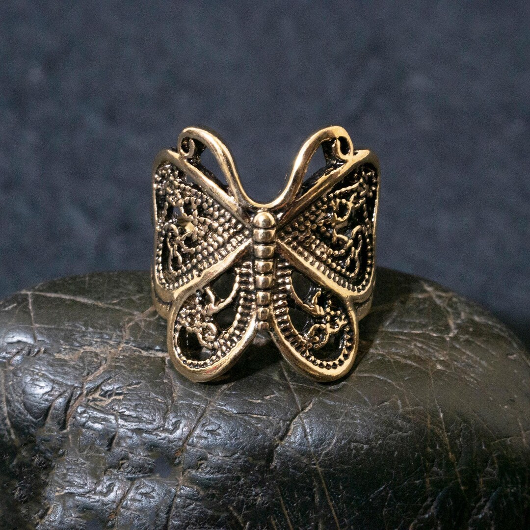 Butterfly Ring Gold or Silver Filigree Butterfly Ring Statement Ring ...