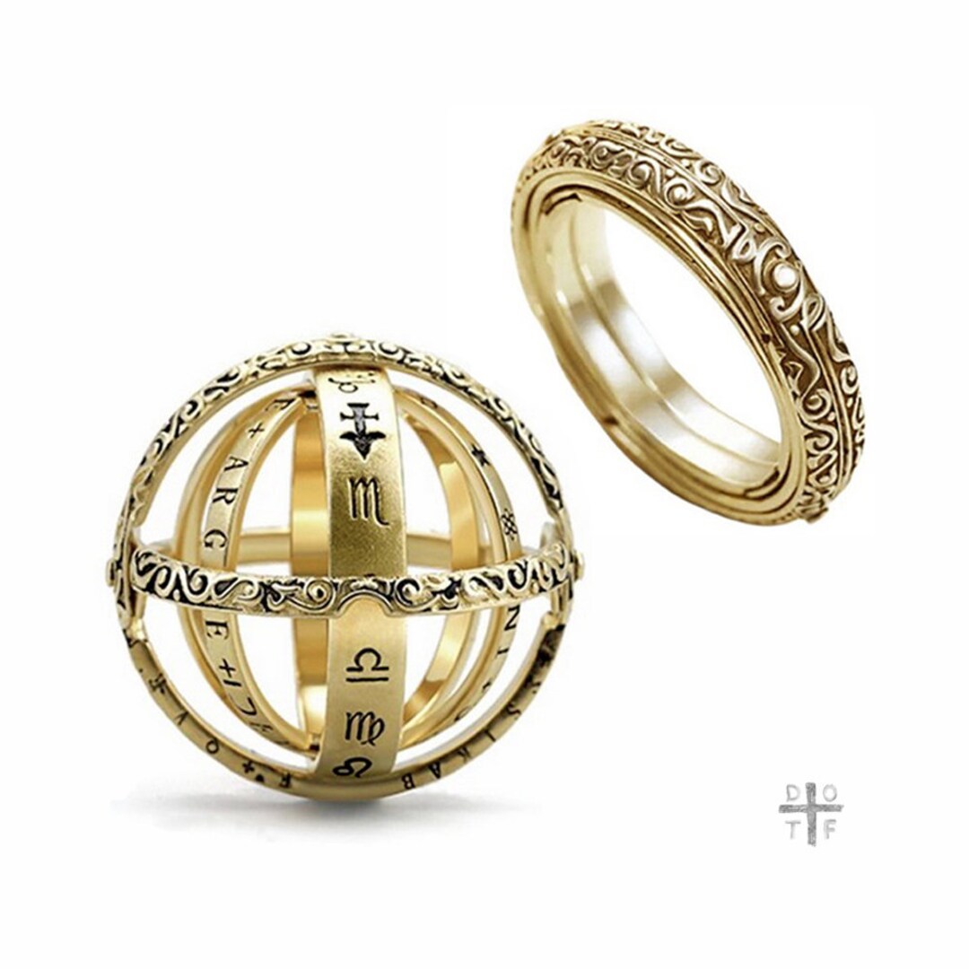 Gold Horoscope Ring Womens Astronomical Ring Necklace Galaxy - Etsy ...