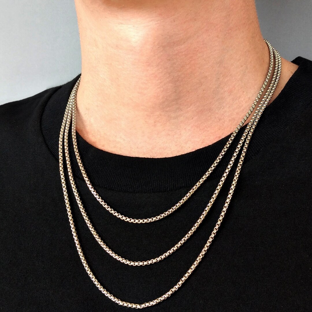 Silver Box Chain, Mens Box Chain Necklace, Chain for Pendant, Thin ...