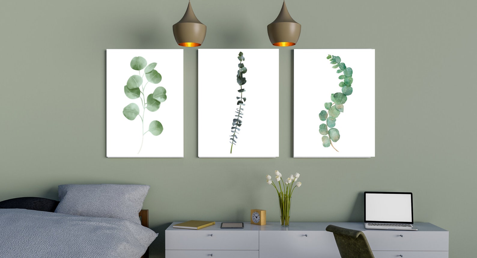 Minimalist Eucalyptus Wall Art Printable Poster, Plant Watercolor ...