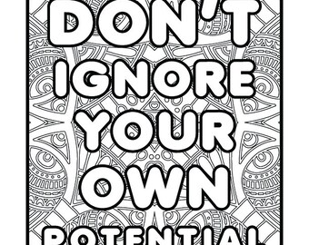 150 Mandala Motivational Quotes Coloring Pages - Etsy