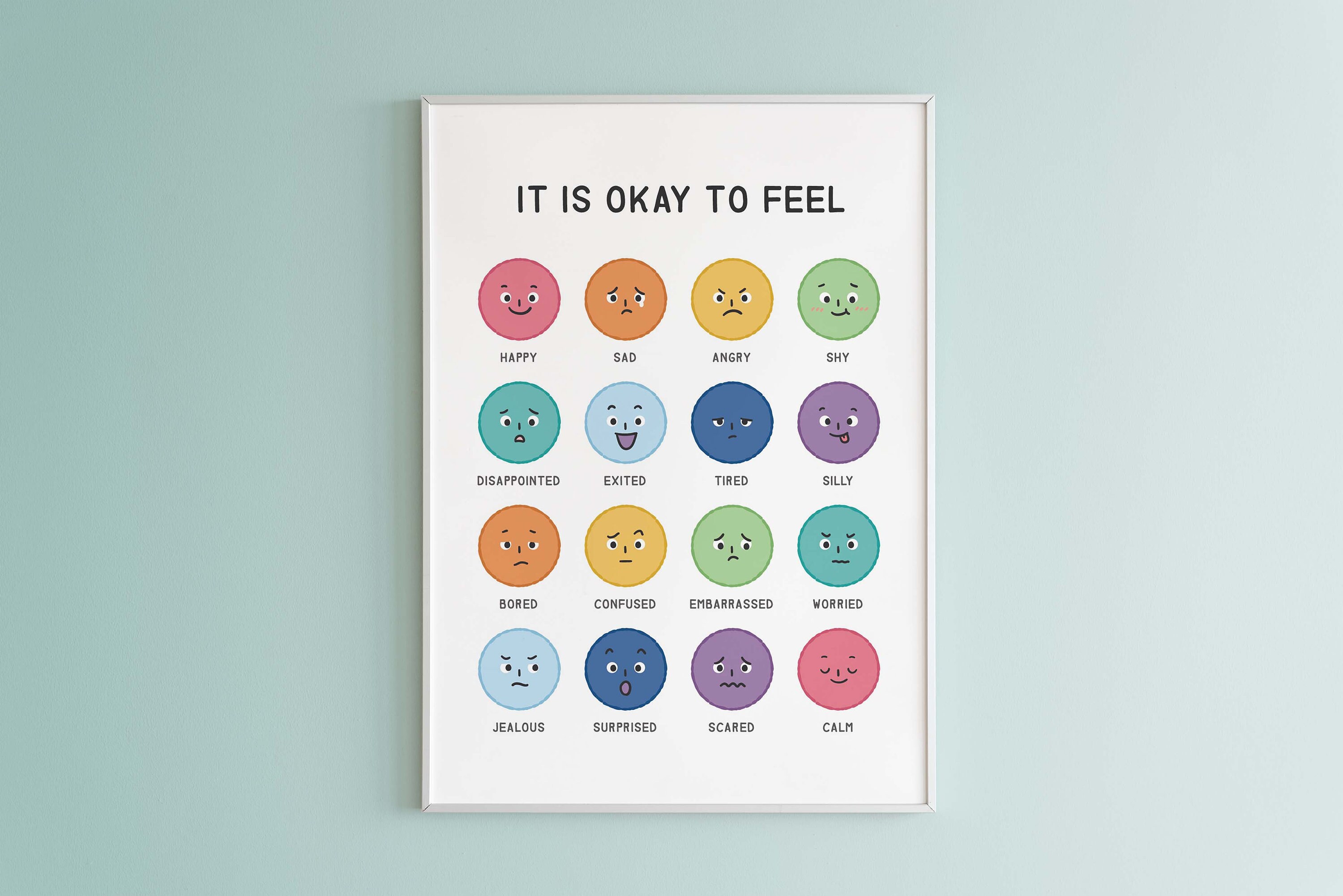 Feelings Chart Poster, Emotions Poster Printable, Kids Wall Art ...