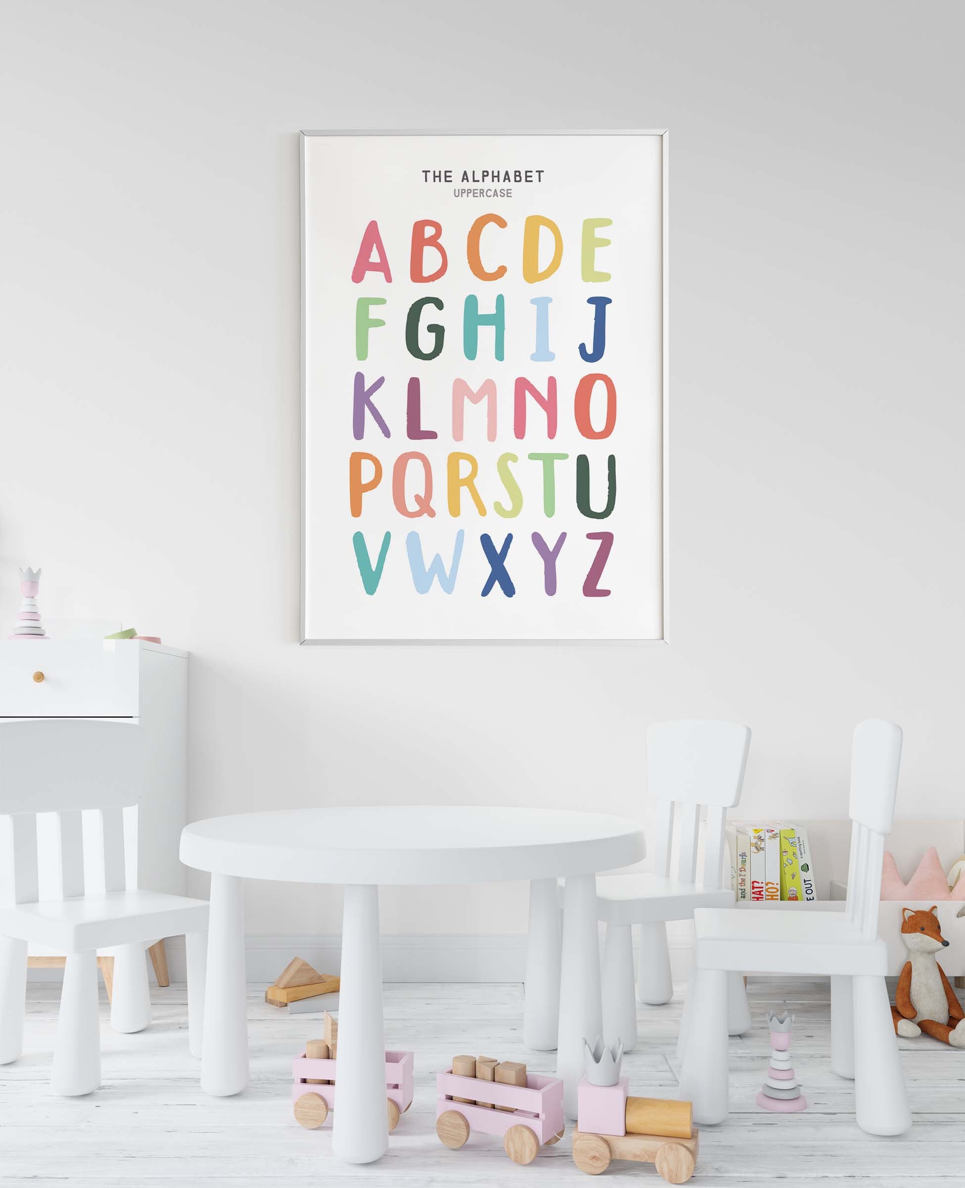 Colorful ABC Alphabet Uppercase Wall Art, Educational Prints, Classroom ...