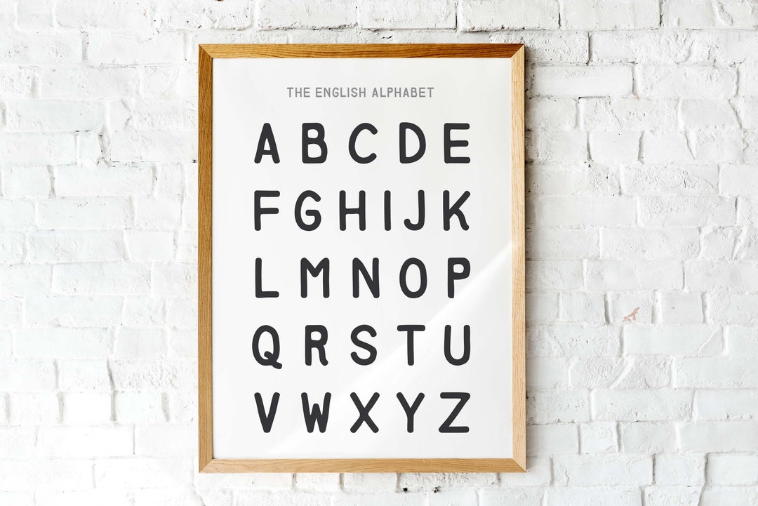 Black and White ABC Alphabet Uppercase Wall Art, Educational Prints ...