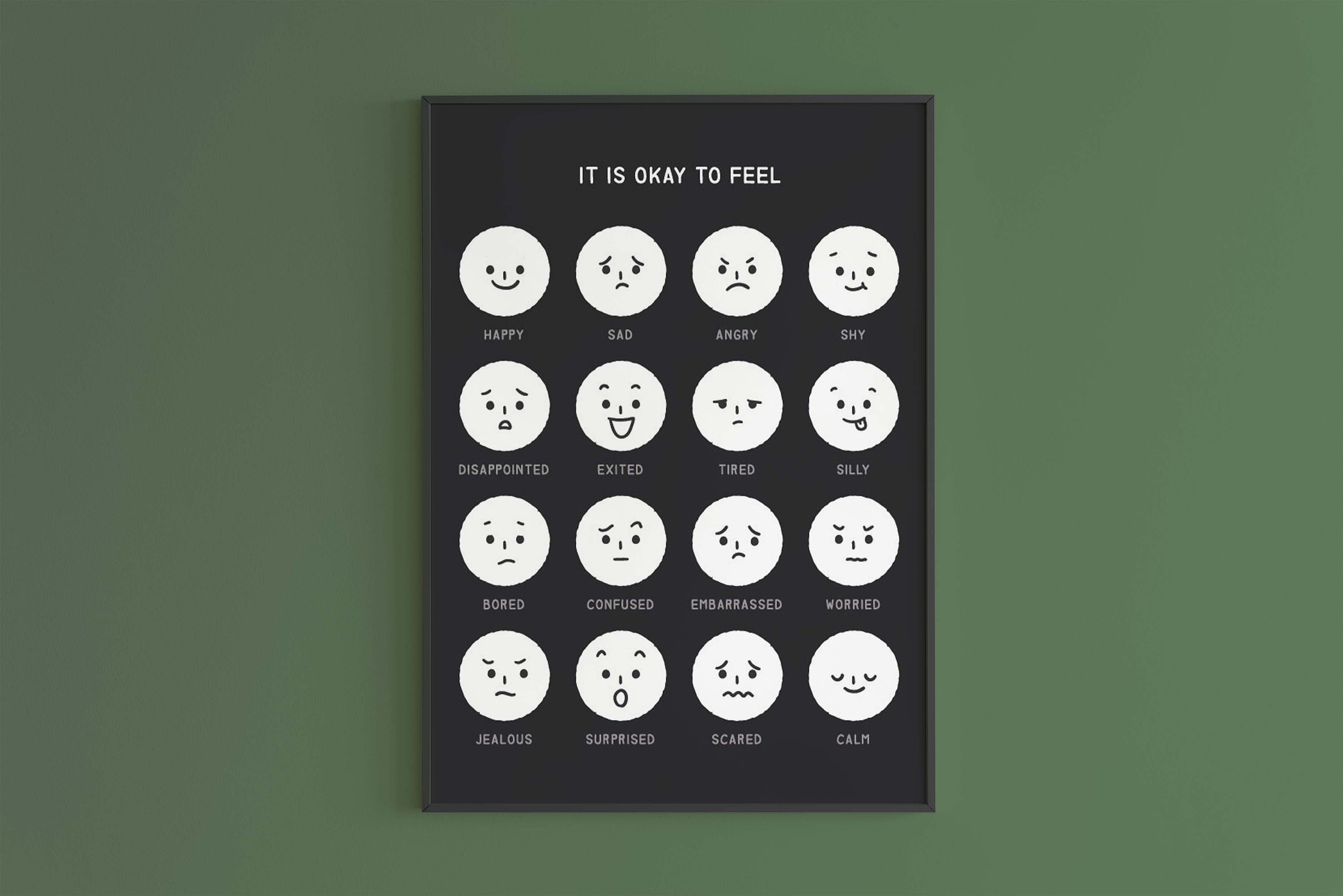 Black and White Feelings Chart Poster, Emotions Poster Printable, Kids ...