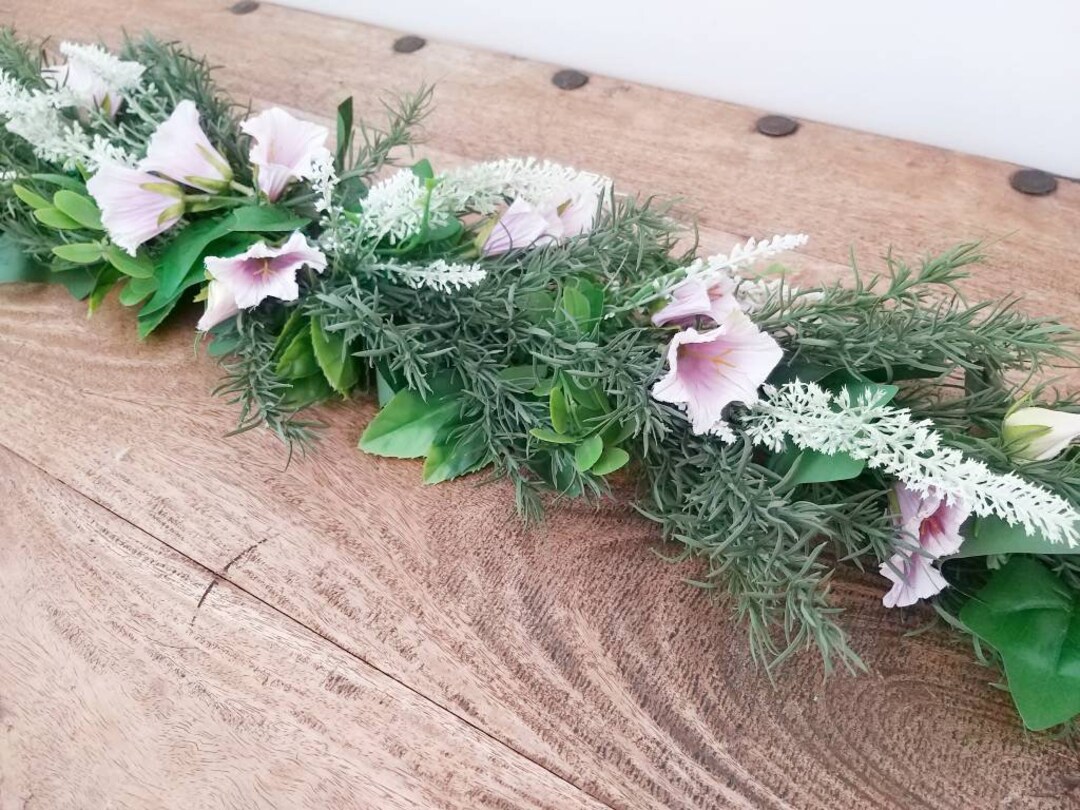 Natural Looking Artificial Greenery and Lavender Garland. Table Runner ...