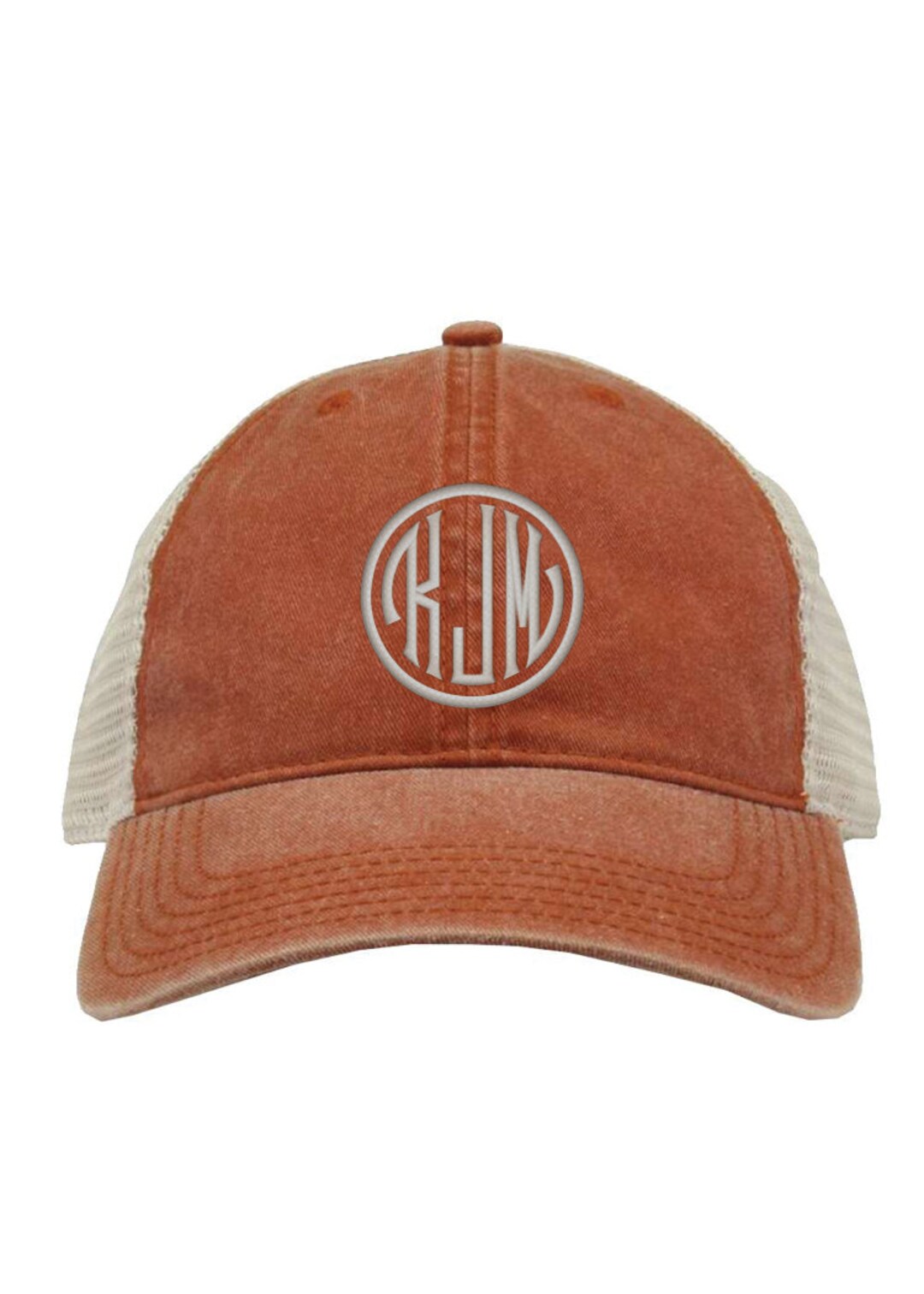 Custom Monogram Embroidered Hats-rust Orange-vintage-trucker-dad Hat ...