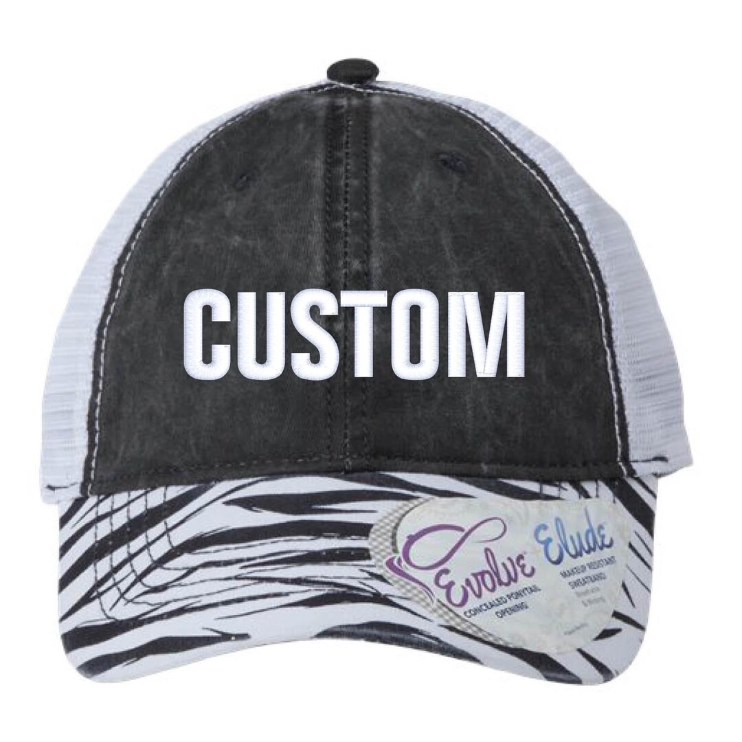 Zebra Print Hat-vintage Washed-ponytail-custom Embroidery - Etsy