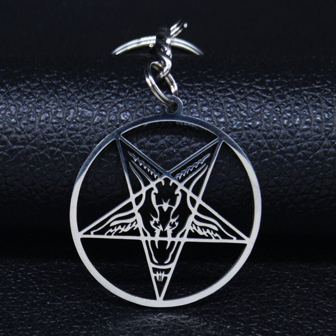 Talisman Baphomet Stainless Steel Keychains Goat PIN Key Chains Jewerly ...