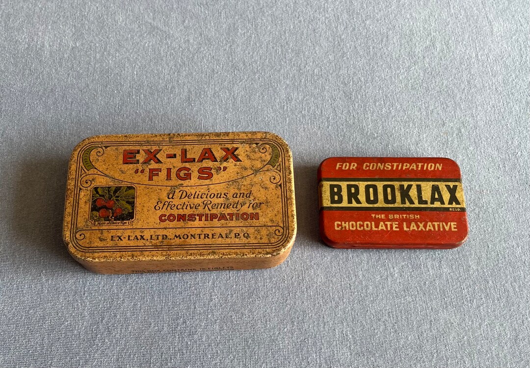 Vintage Two Different Preowned Empty Tins of BROOKLAX LAXATIVE and Ex ...