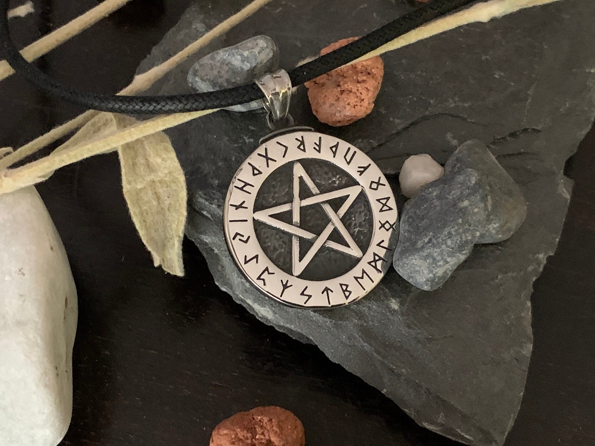 Viking Runes Pendant Necklace Large Rune Pentacle Pendant - Etsy