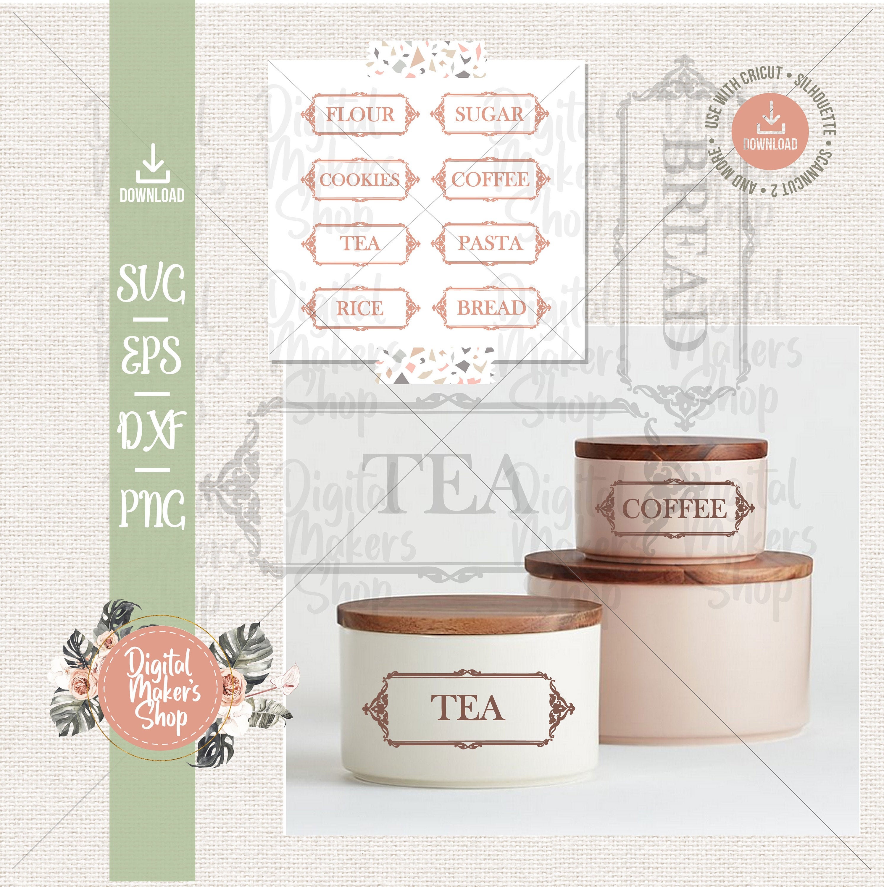 Vintage Pantry Label SVG Cut File for Cricut, Silhouette - Etsy