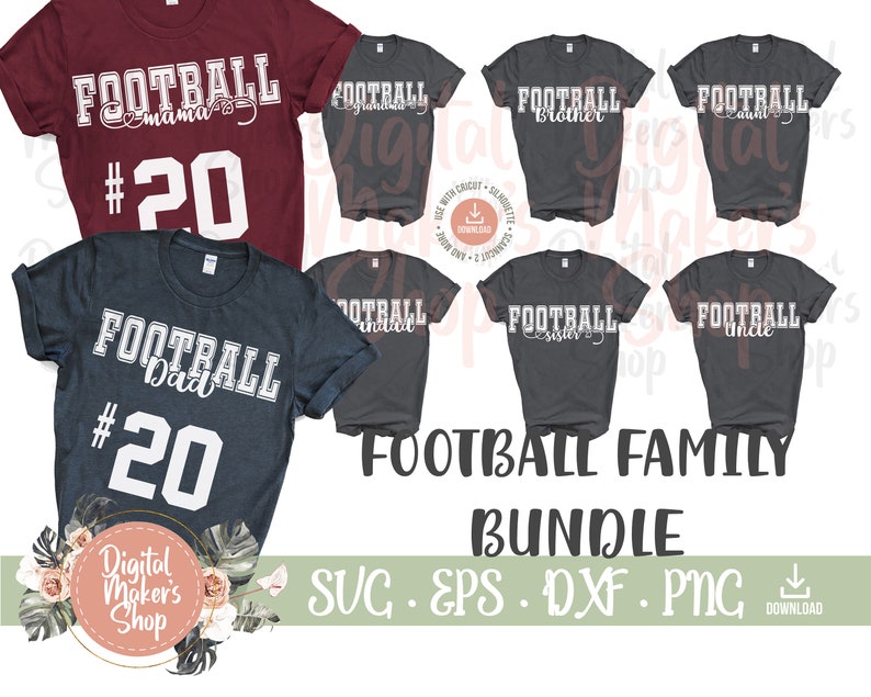 Football Family SVG Bundle Cut File for Cricut, Silhouette, Digital ...