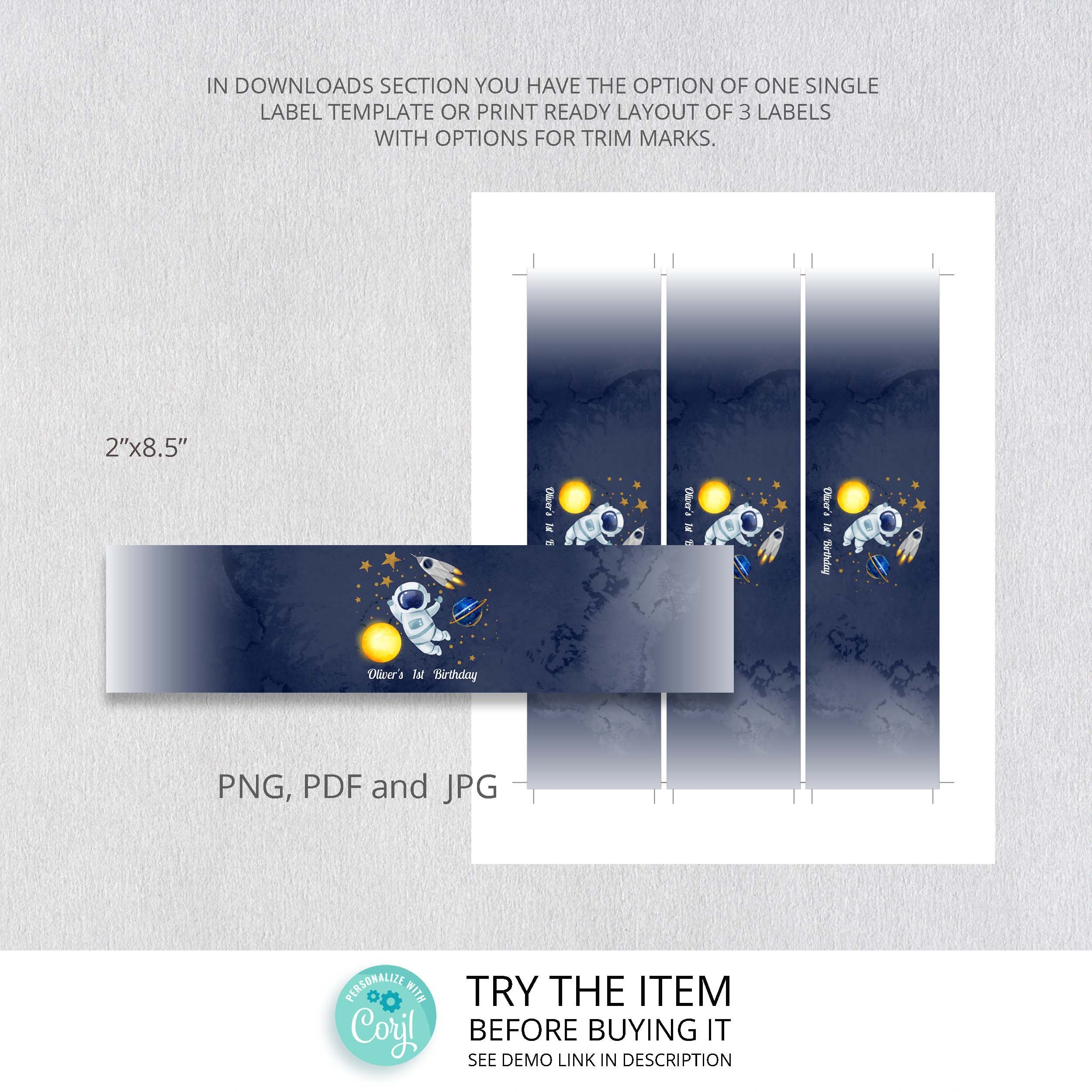 Editable Outer Space Water Bottle Labels • Galaxy Party Decorations ...