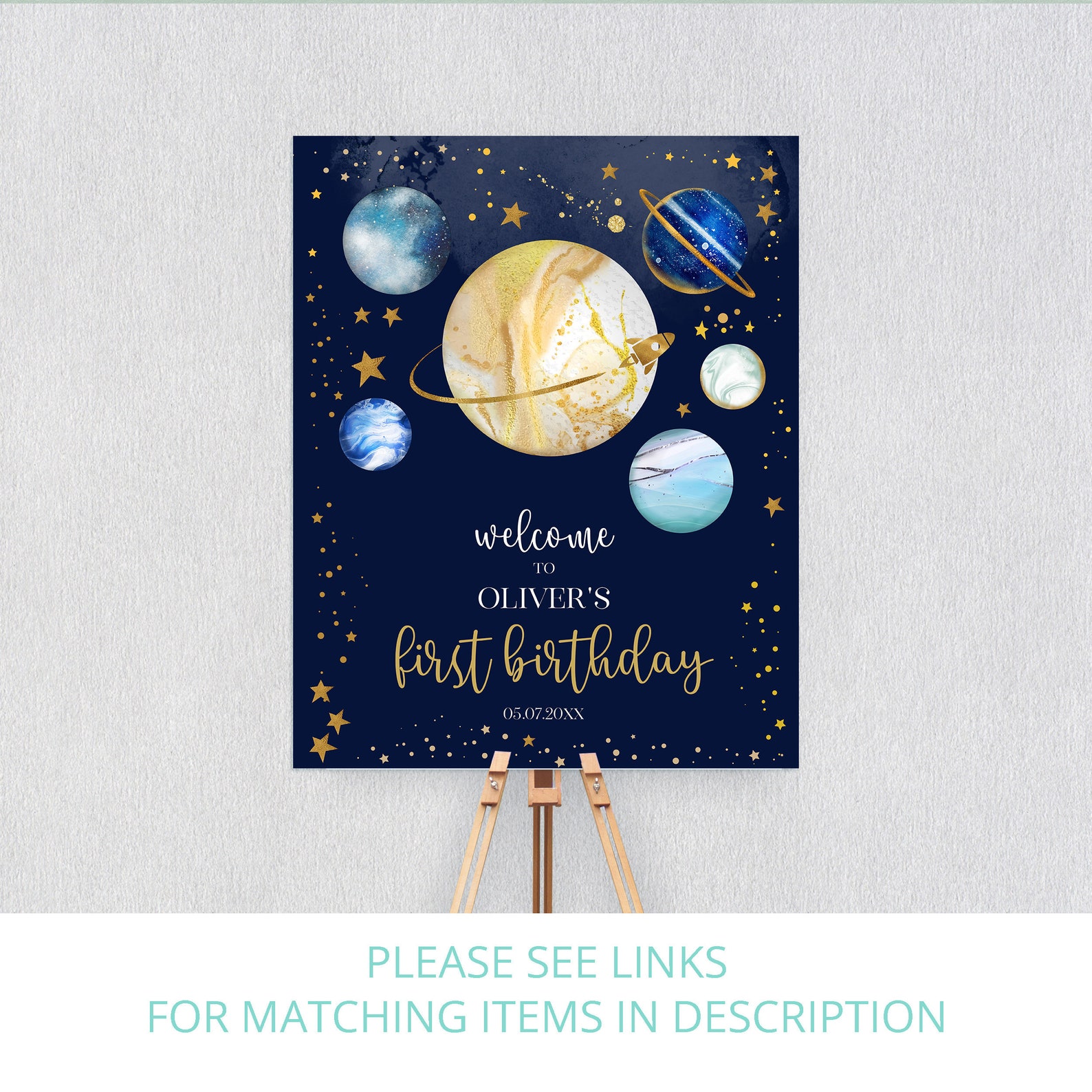 Editable Outer Space Birthday Banner Galaxy First Birthday - Etsy