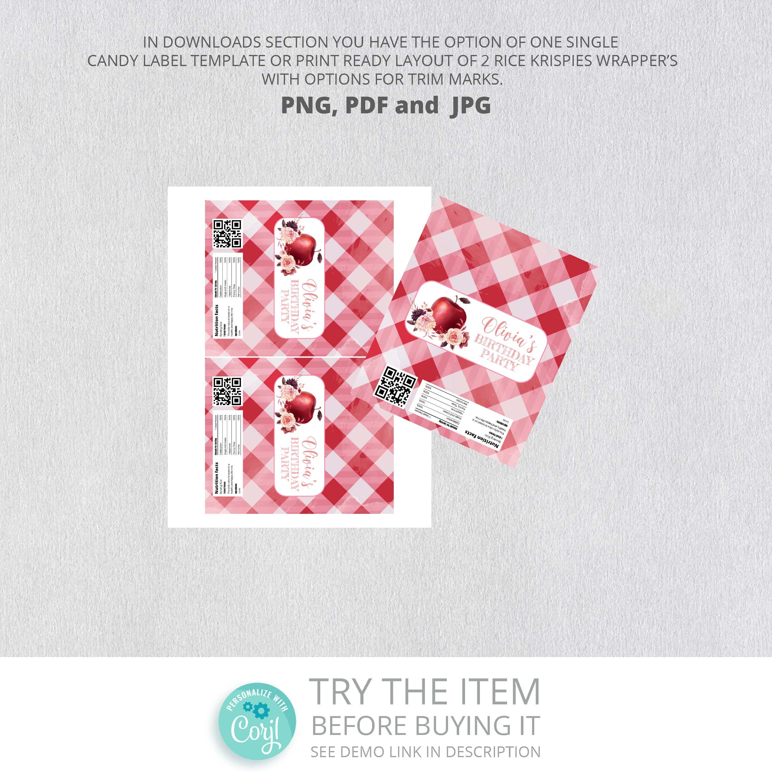 Personalized Rice Krispies Treat Label Template, Rice Krispies Wrapper ...