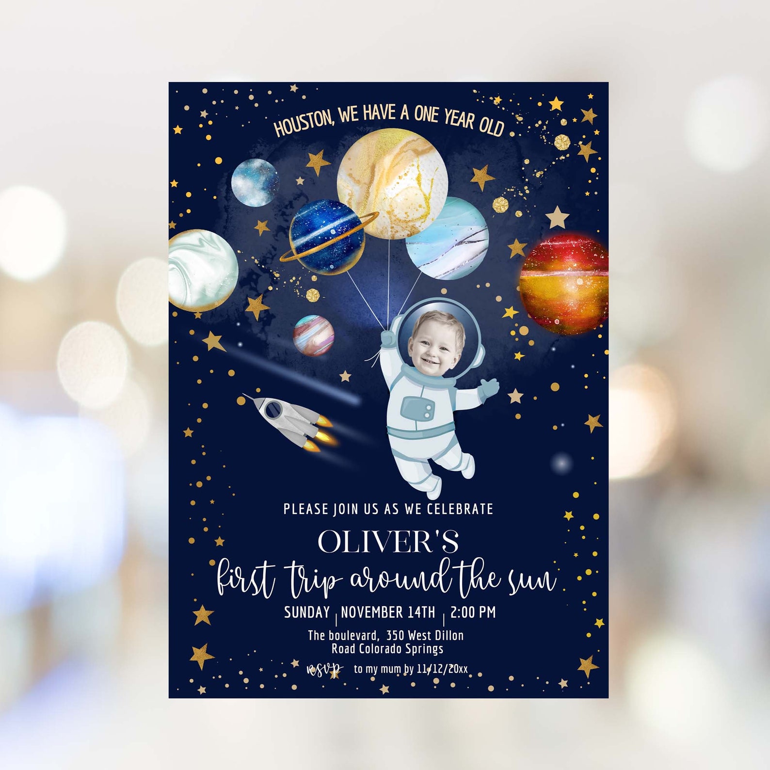 Space Birthday Invitation Personalized With Your Photo - Etsy